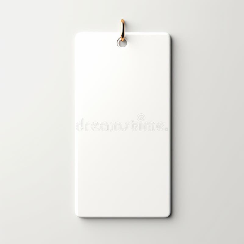 Plain White Ultra Thin Rectangular Keychain Mock Up Against a Neutral ...