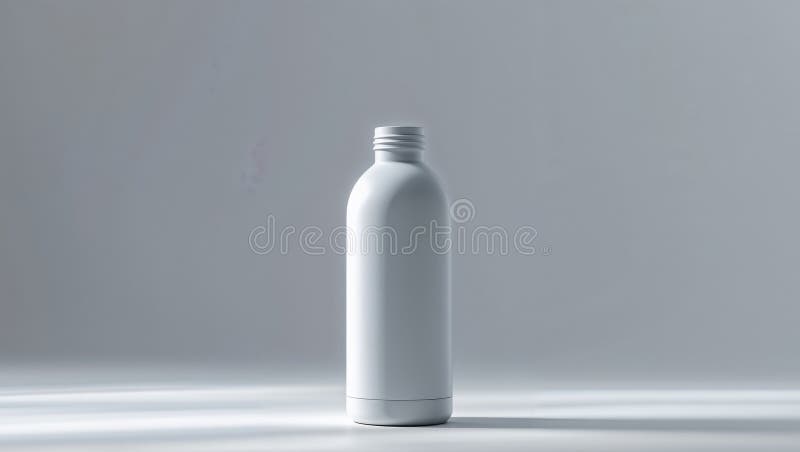 Plain White Water Bottle Mockup with a Light Gray Background Stock ...