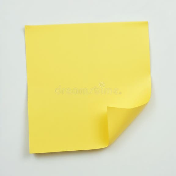 Plain Yellow Square Paper with Curled Corner on Gray Background Stock ...