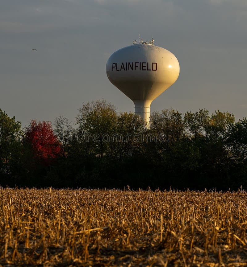 Plainfield Water Tower at Sunset Stock Image - Image of watertower ...