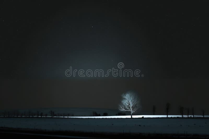 Plains Hype Minimalism at Cold and Calm Night Stock Illustration ...