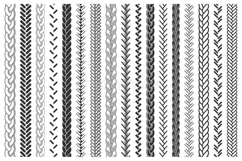 Plait and Braids Pattern Brushes Set Stock Vector - Illustration of ...