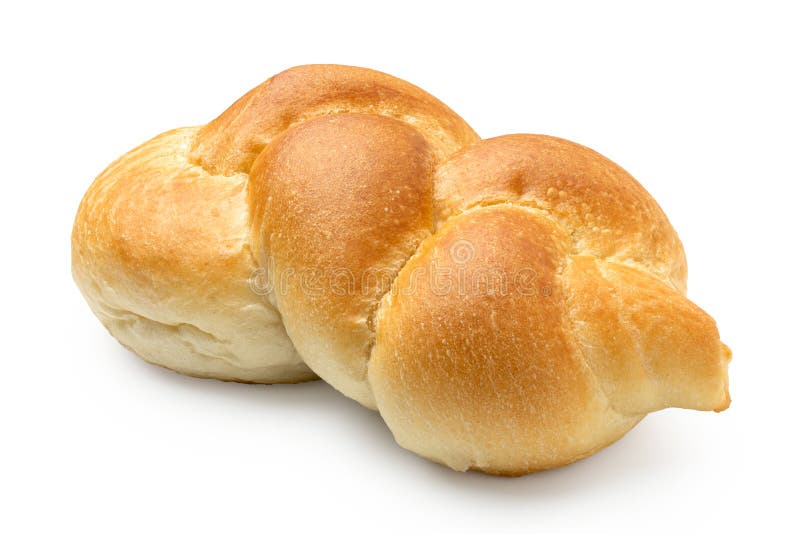 Plaited Plain White Bread Roll Isolated on White Stock Image - Image of ...