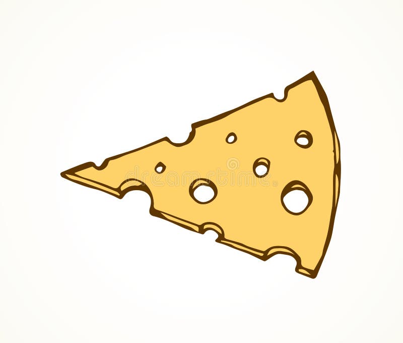 Plak Van Kaas Vector Tekening Vector Illustratie - Illustration of ...