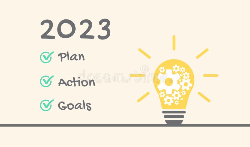 Plan, Action. Checklist of New Year Goals 2023. Idea and Creative ...
