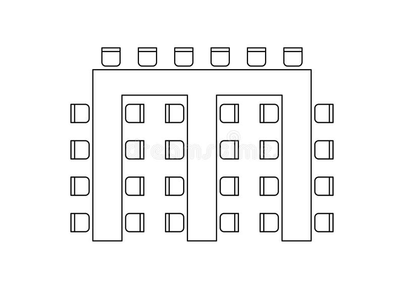 Plan for Arranging Seats and Tables in Interior, Layout Graphic Outline ...
