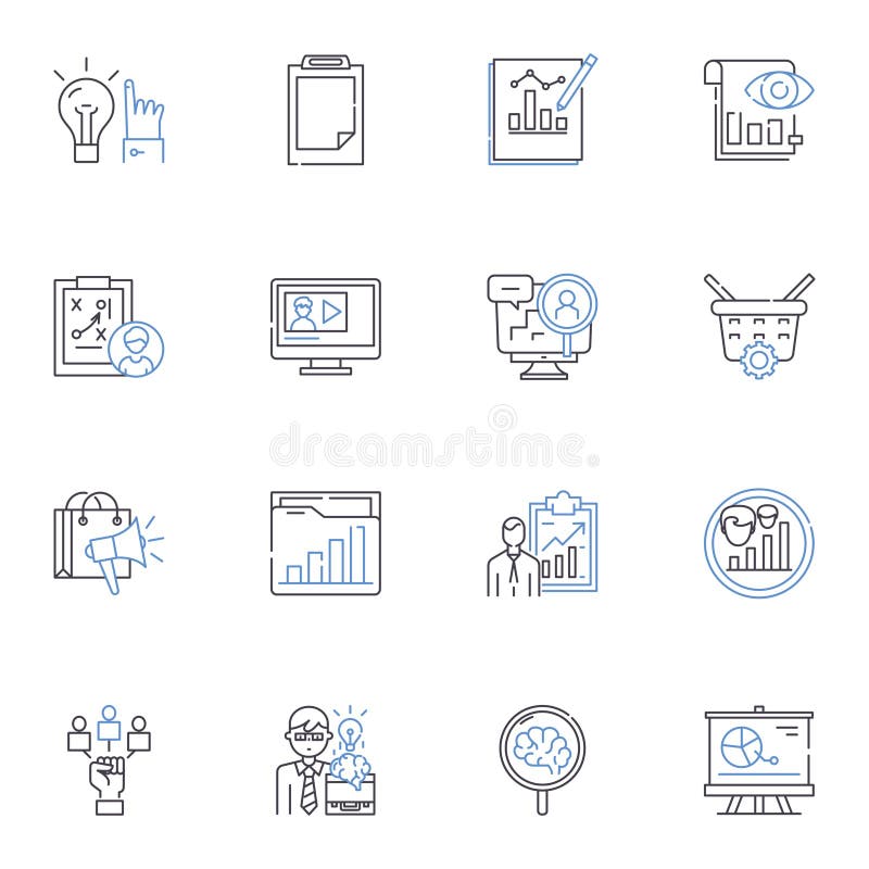 Plan of Attack Line Icons Collection. Strategy, Tactics, Focus ...