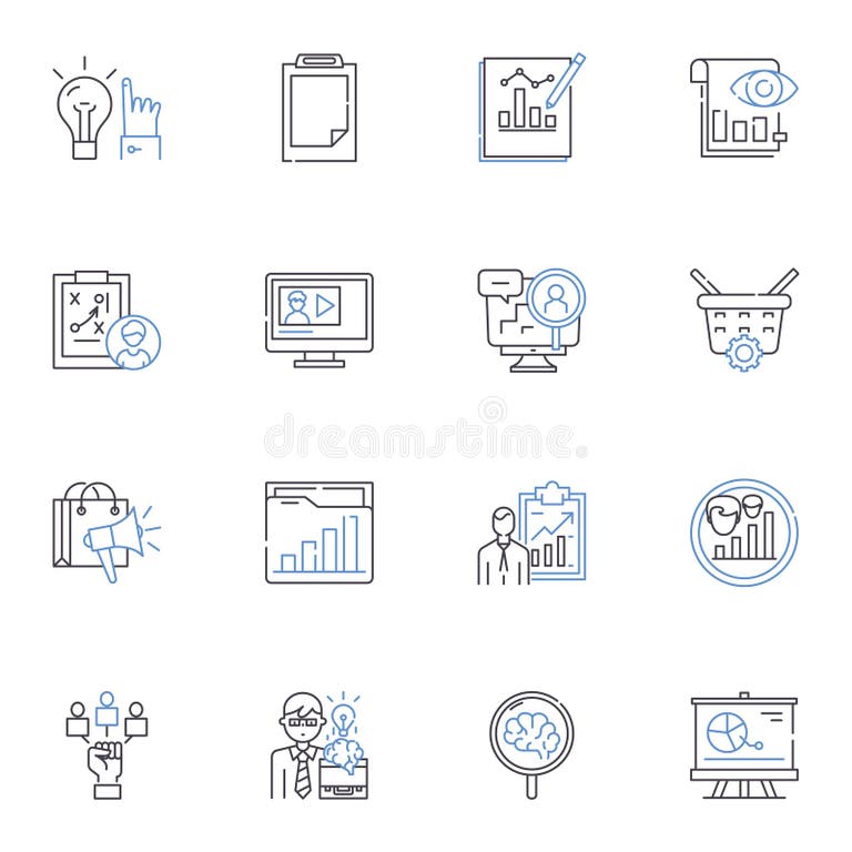 Plan of Attack Line Icons Collection. Strategy, Tactics, Focus ...