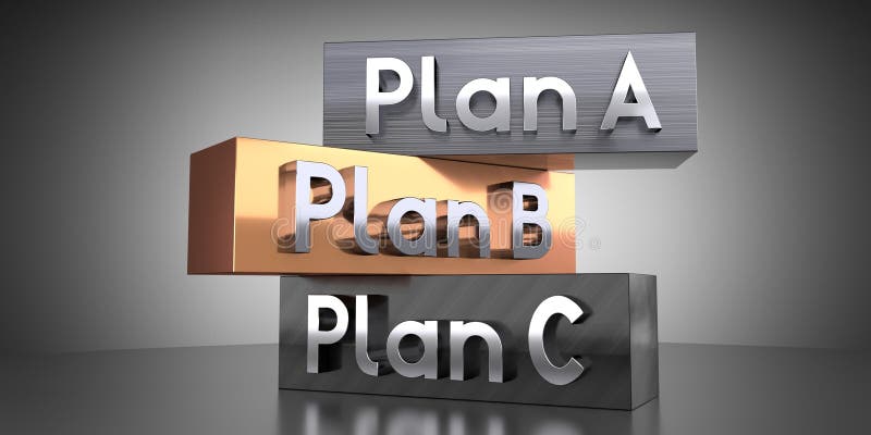 Plan a, B, C - Words on Metal Blocks Stock Illustration - Illustration ...