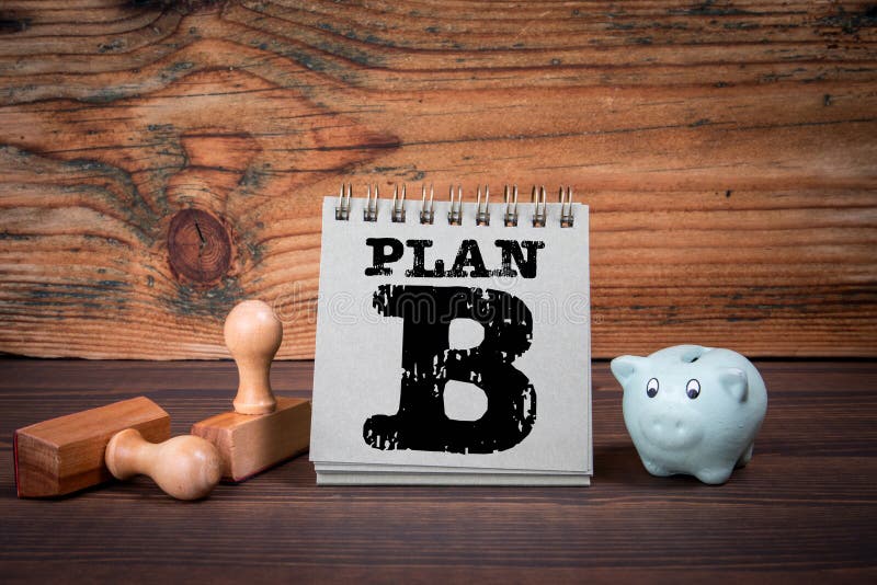 Plan B Concept. Cardboard Notepad on Wooden Texture Table Stock Image ...