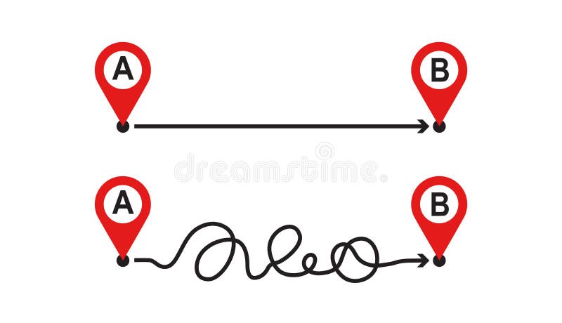 Plan B Vector Icon, Route Concept, Way from Point a To B on Map ...