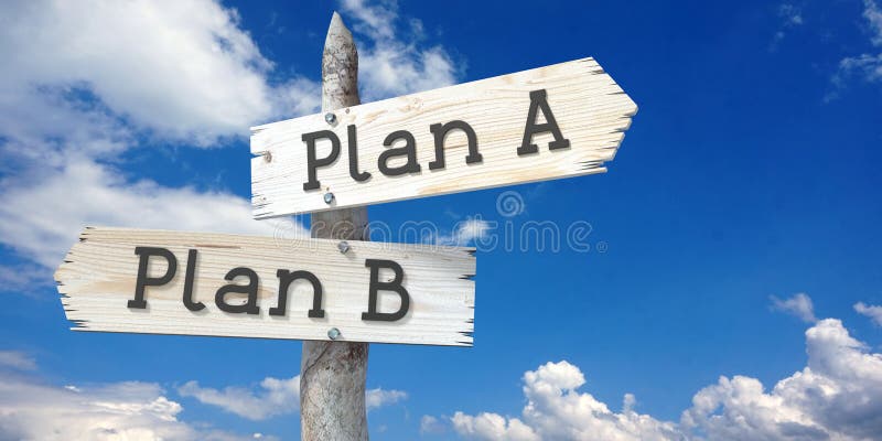 Plan a or B - Wooden Signpost with Two Arrows Stock Illustration ...