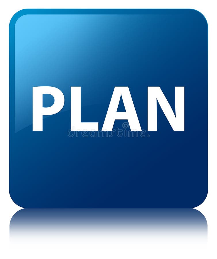 Plan blue square button stock illustration. Illustration of solution ...