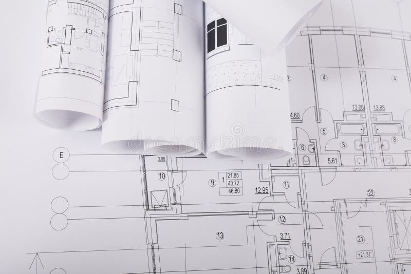 Plan of Building. Architectural Project Background Stock Image - Image ...
