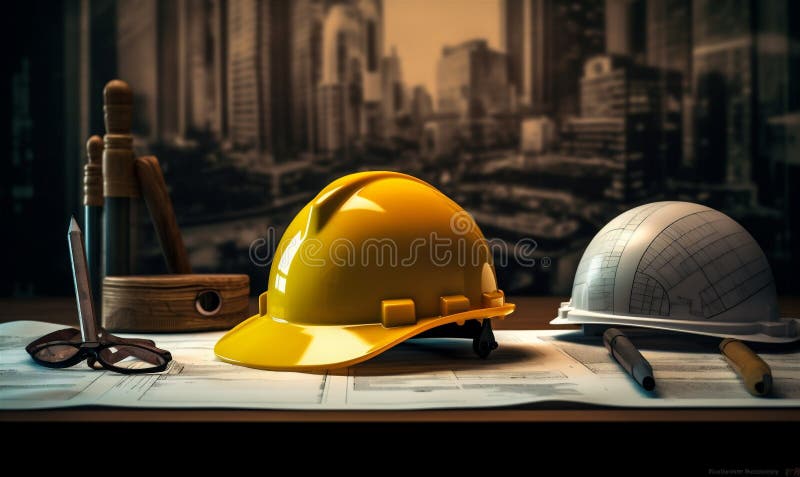 Architecture Helmet Plan Project Blueprint Model Construction Building ...