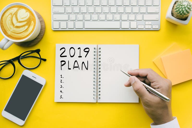 2019 Plan,checklist Text on Notepad with Businessman and Office Stock ...