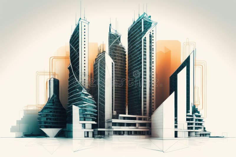 Plan for a City with Skyscrapers. Plan for Building Something Stock ...