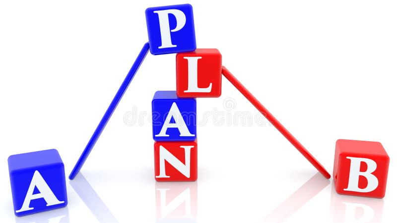 Plan Concept on Blue and Red Cubes with Two Supports Stock Illustration ...