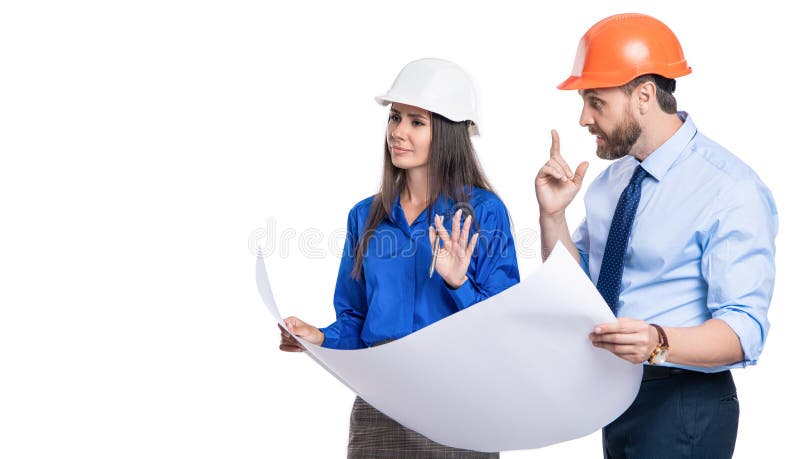 Plan Construction Project. Arguing about Project. Architect Planning ...