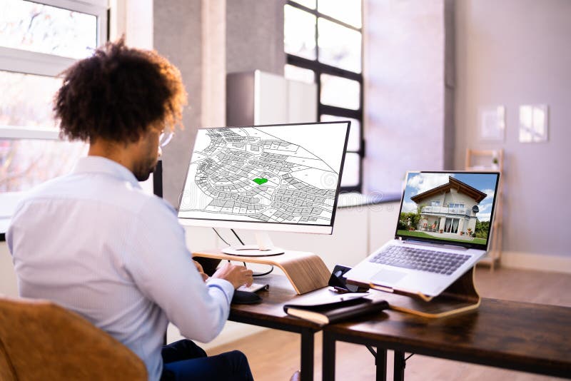 Plan de mapa de catastro imagen de archivo. Imagen de ordenador - 240756481