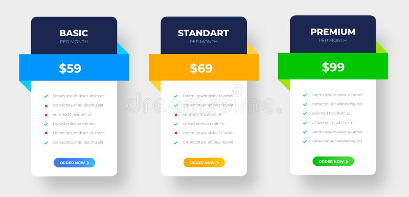Plan De Tarification Table Et Graphique De Tarification Liste De Prix ...
