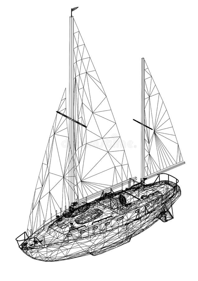 Segelboot-Design - Architekt Blueprint - Lokalisiert Stock Abbildung ...