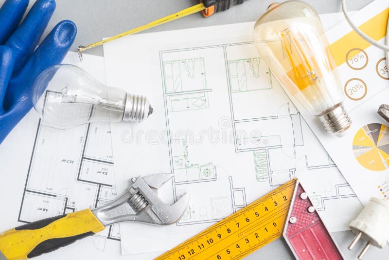 Plan Design Sketchy and Instruments Stock Photo - Image of designer ...