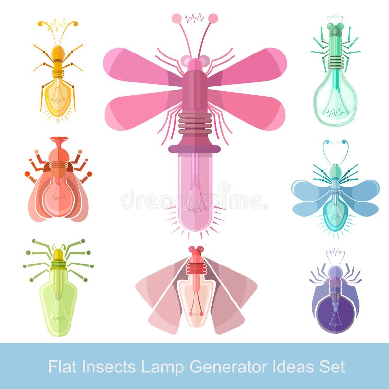 Olika Kryp Modell, Tecknad Filmstil Vektor Illustrationer ...