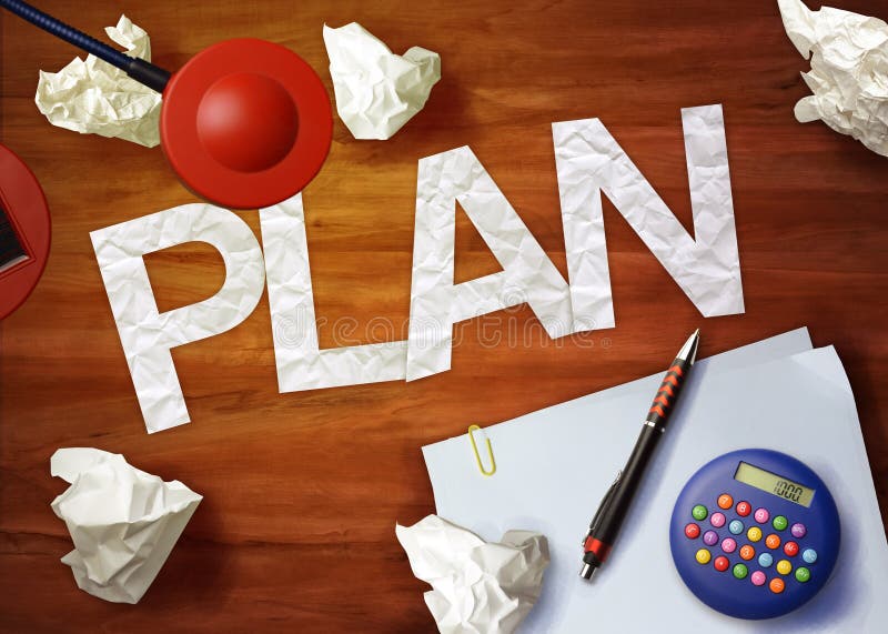 Plan Desktop Memo Calculator Office Think Organize Stock Photo - Image ...