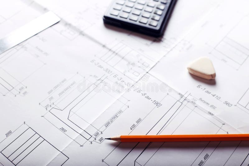 Plan - dibujo en la tabla imagen de archivo. Imagen de arquitecto ...