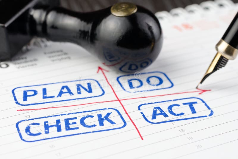 Plan Do Check Act Stamped on a Planner Stock Image - Image of quality ...
