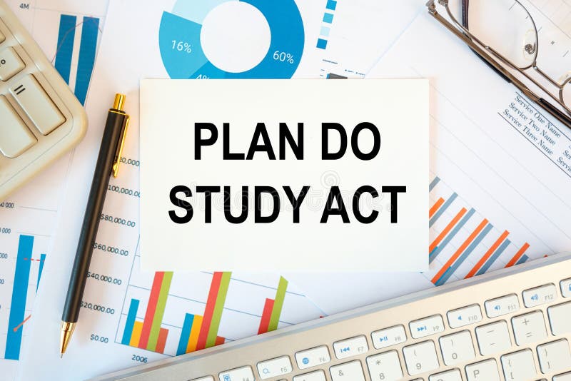 PLAN DO STUDY ACT is Written in a Document on the Office Desk, Keyboard ...