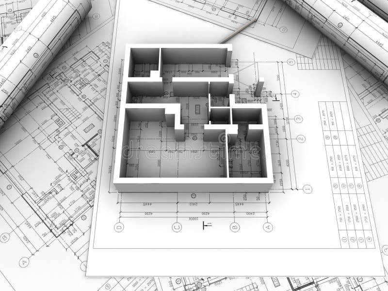 3D plan drawing stock illustration. Illustration of construction - 27074794