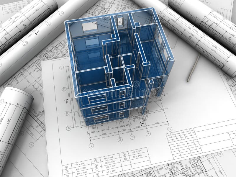 3D plan drawing stock illustration. Illustration of architect - 27074801