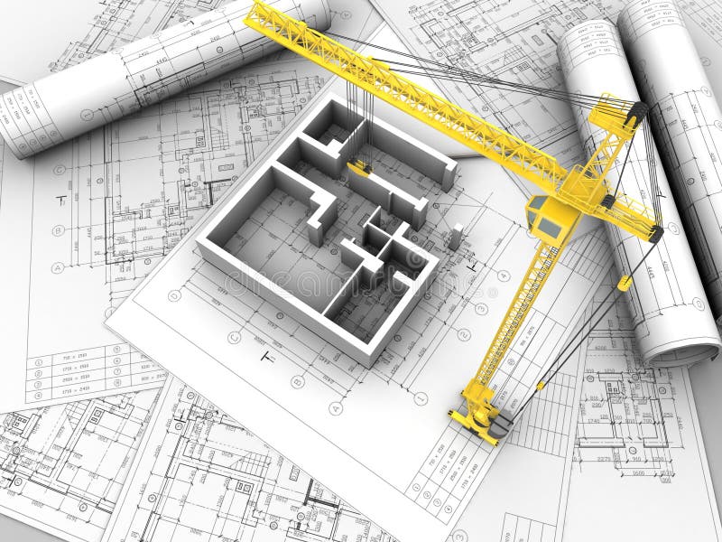 3D plan drawing stock illustration. Illustration of construction - 27074794