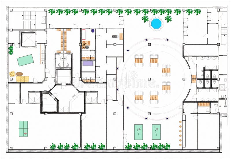 Plan Drawing Big Office stock illustration. Illustration of design ...