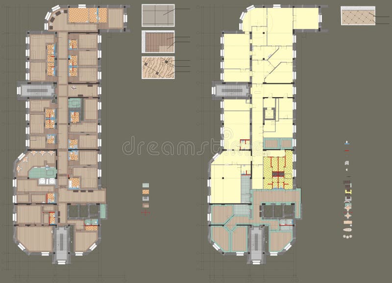 Plan Drawing Big Office stock illustration. Illustration of ...