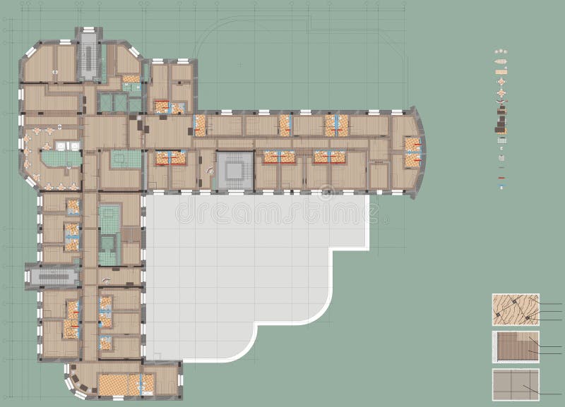 Plan Drawing Public Building Stock Illustration - Illustration of ...