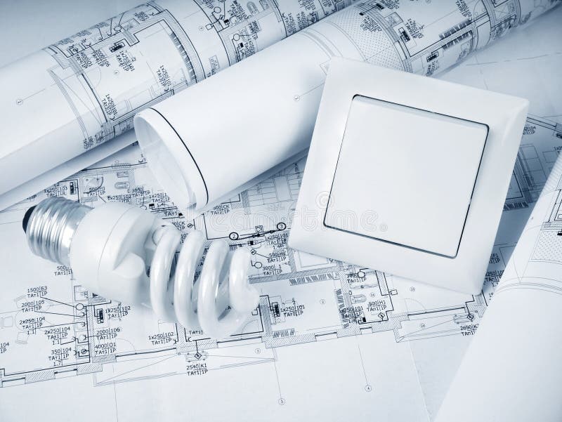 Plan of Electrical Installation with Switch and Lamp Stock Photo ...