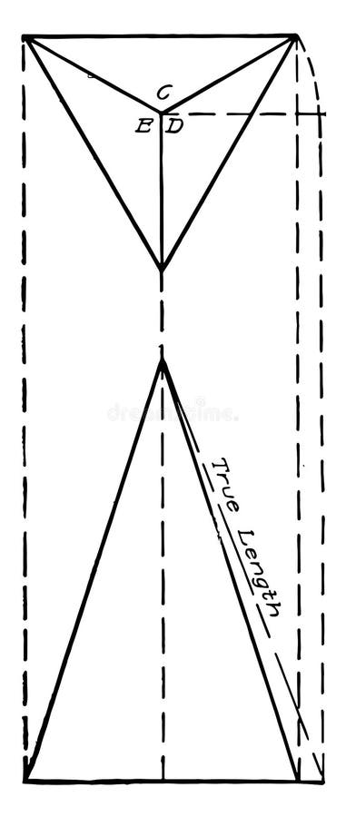 Plan and Elevation of a Triangular Pyramid Vintage Illustration Stock ...