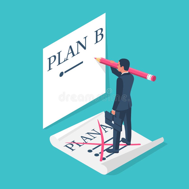 Plan a Failed Go To B. Businessman Passes To Second Plan, Isometric 3d ...
