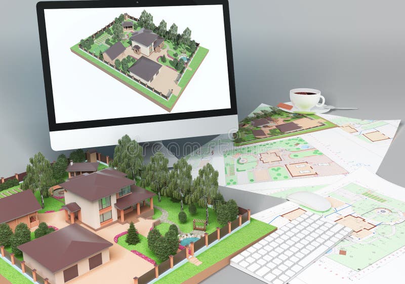 Plan of garden land stock illustration. Illustration of architecture ...