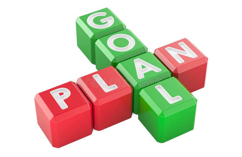 Plan and Goal Concept, Plan and Goal Words Crossed from Colored Cubes ...