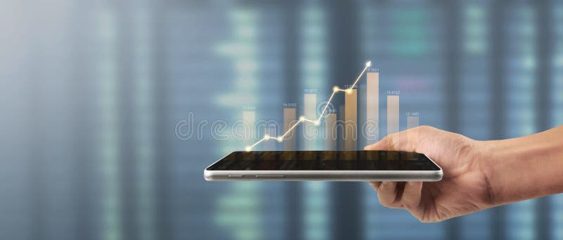 Plan Graph Growth and Increase of Chart Positive Indicators ,tablet in ...