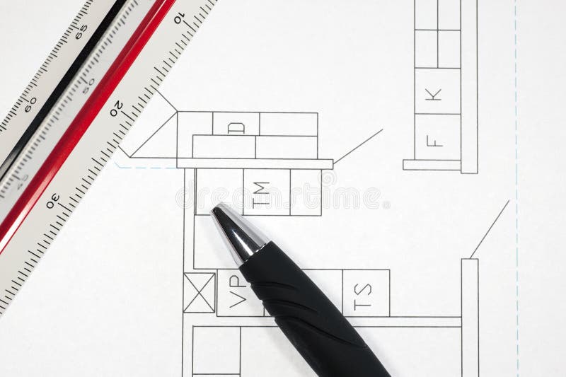 The plan stock photo. Image of scale, pencil, project - 30780552