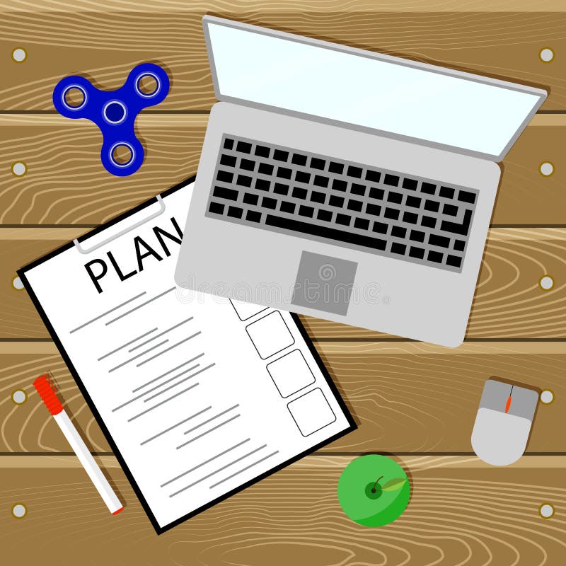 Plan with laptop stock vector. Illustration of digital - 118017022