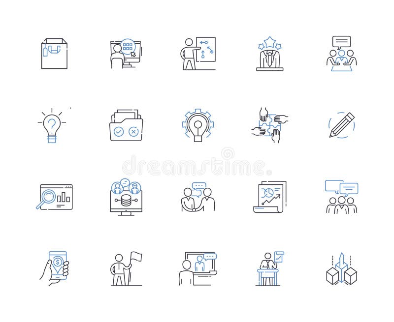 Plan Line Icons Collection. Strategy, Blueprint, Scheme, Proposal ...