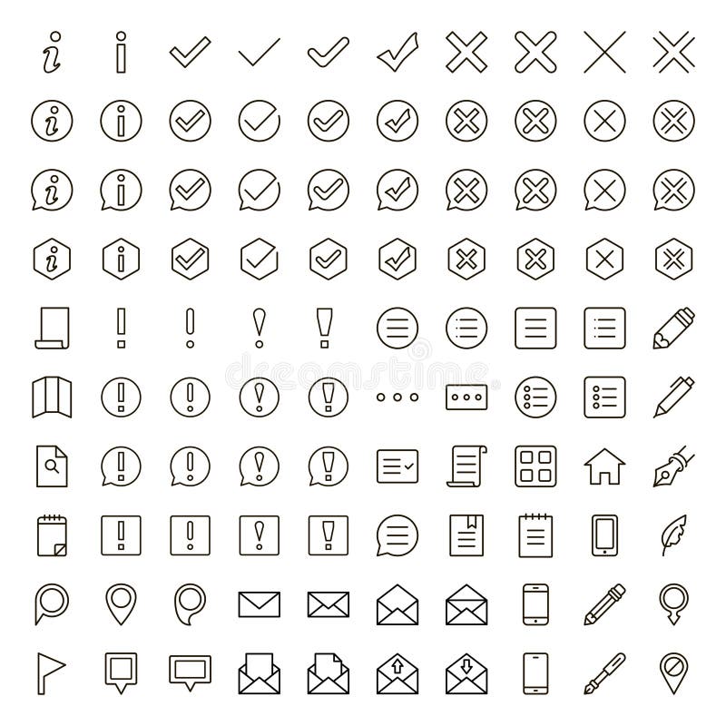 Plan linje symbol vektor illustrationer. Illustration av multimedior ...