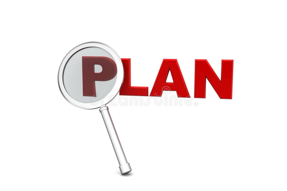 Plan with magnifier stock illustration. Illustration of management ...