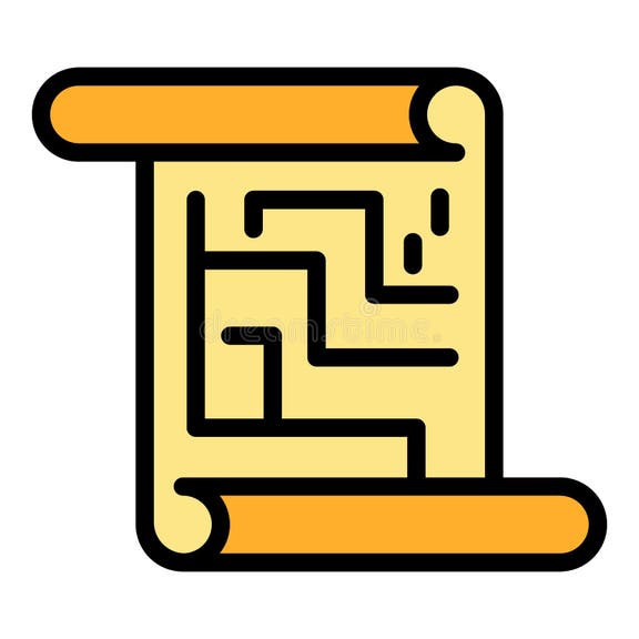 Plan Map Icon Color Outline Vector Stock Vector - Illustration of ...